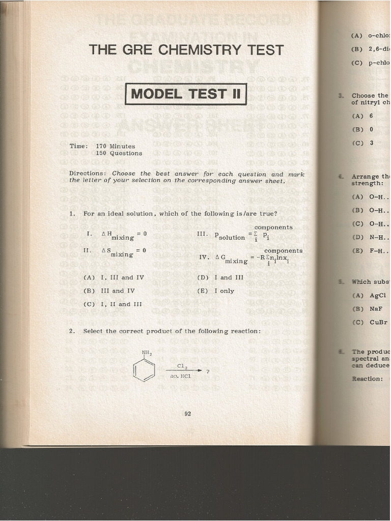 GRE Chemistry Model Tests 2 3 | PDF