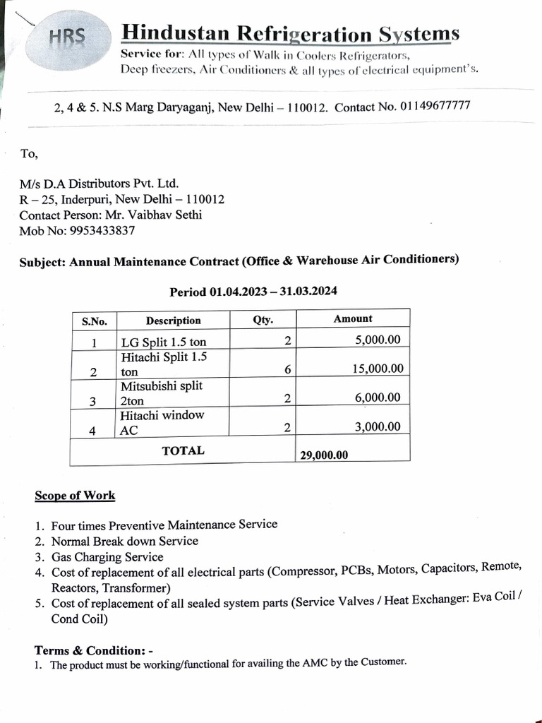 AMC Service - AC S | PDF | Refrigerator | Air Conditioning