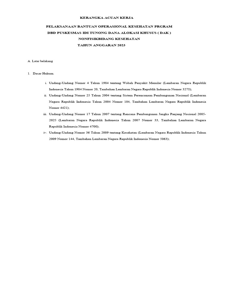 Tor Program DBD Tahun 2023 | PDF