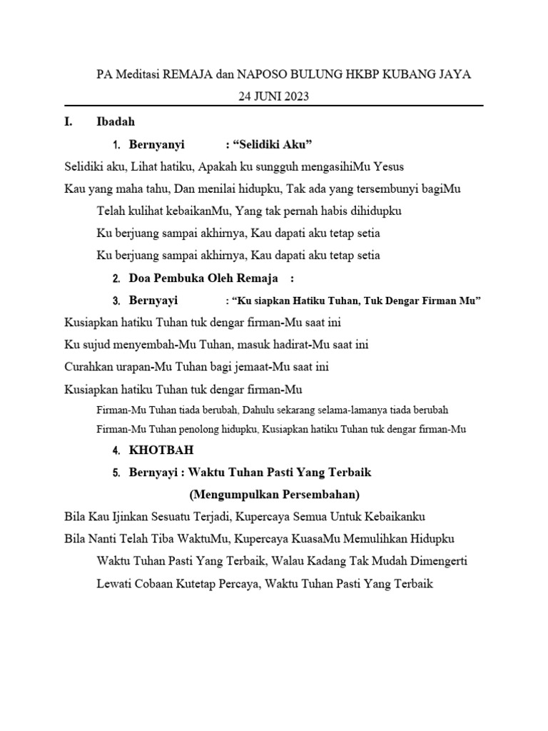 Acara Meditasi Rena Kubang Jaya | PDF | Seni & Disiplin Bahasa | Agama & Spiritualitas