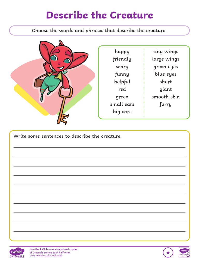 KS1 Creature Description Guide | PDF | Syntax | Linguistics