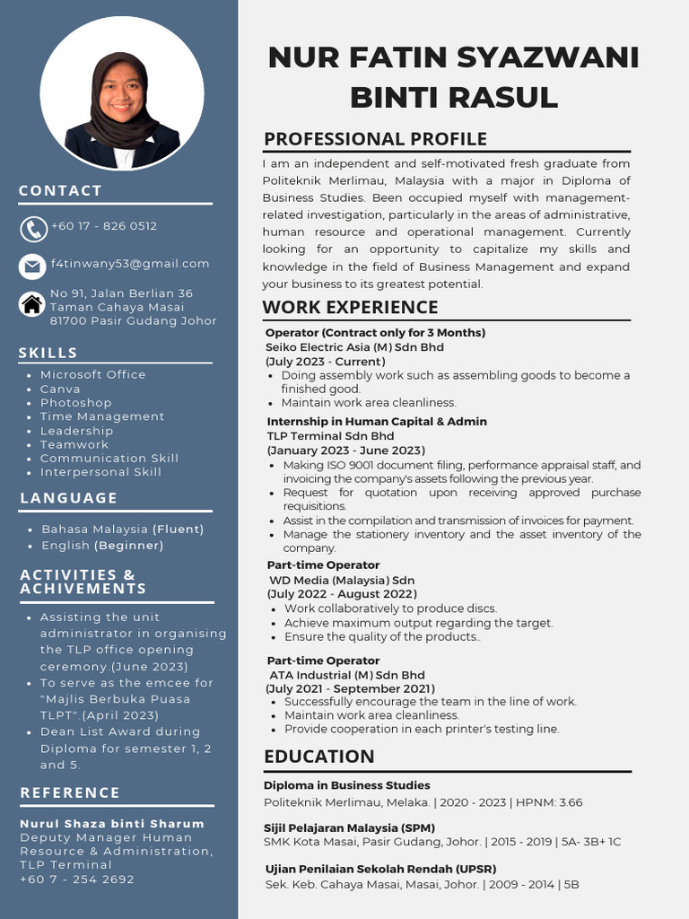 Resume Nur Fatin Syazwani | PDF