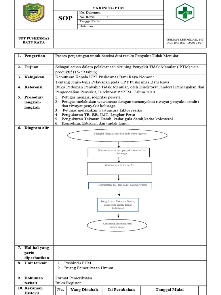 Sop Skrining PTM | PDF