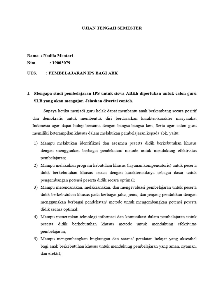 UTS IPS Nadila Mentari 19003079 | PDF