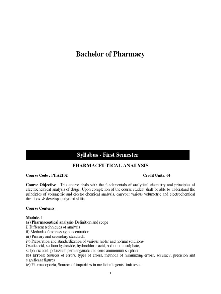 B Pharm Syllabus 2018 | PDF