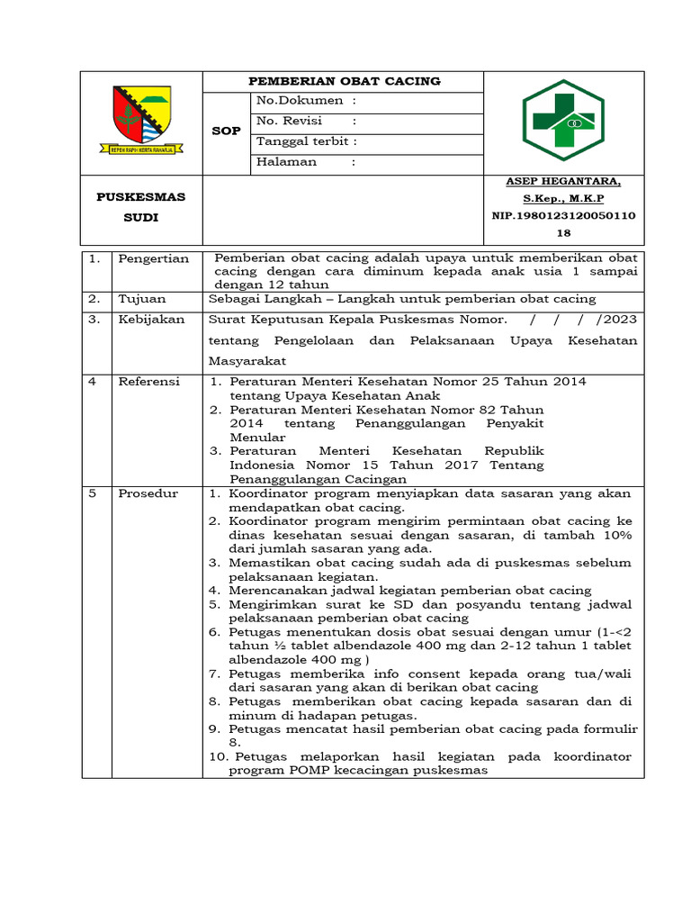 Prosedur Pemberian Obat Cacing Anak | PDF | Pengembangan Diri ...