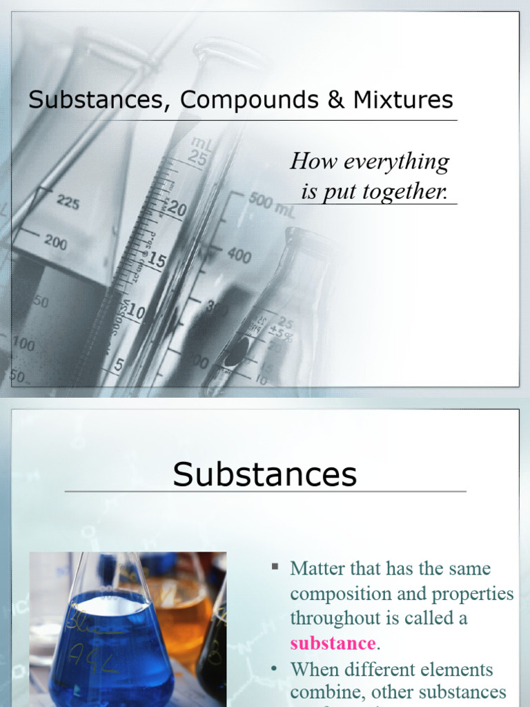 Mixtures Compounds Powerpoint | PDF | Mixture | Homogeneity And ...