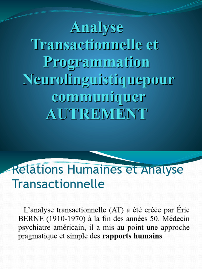 AT Et PNL | PDF | Programmation neuro-linguistique | la communication
