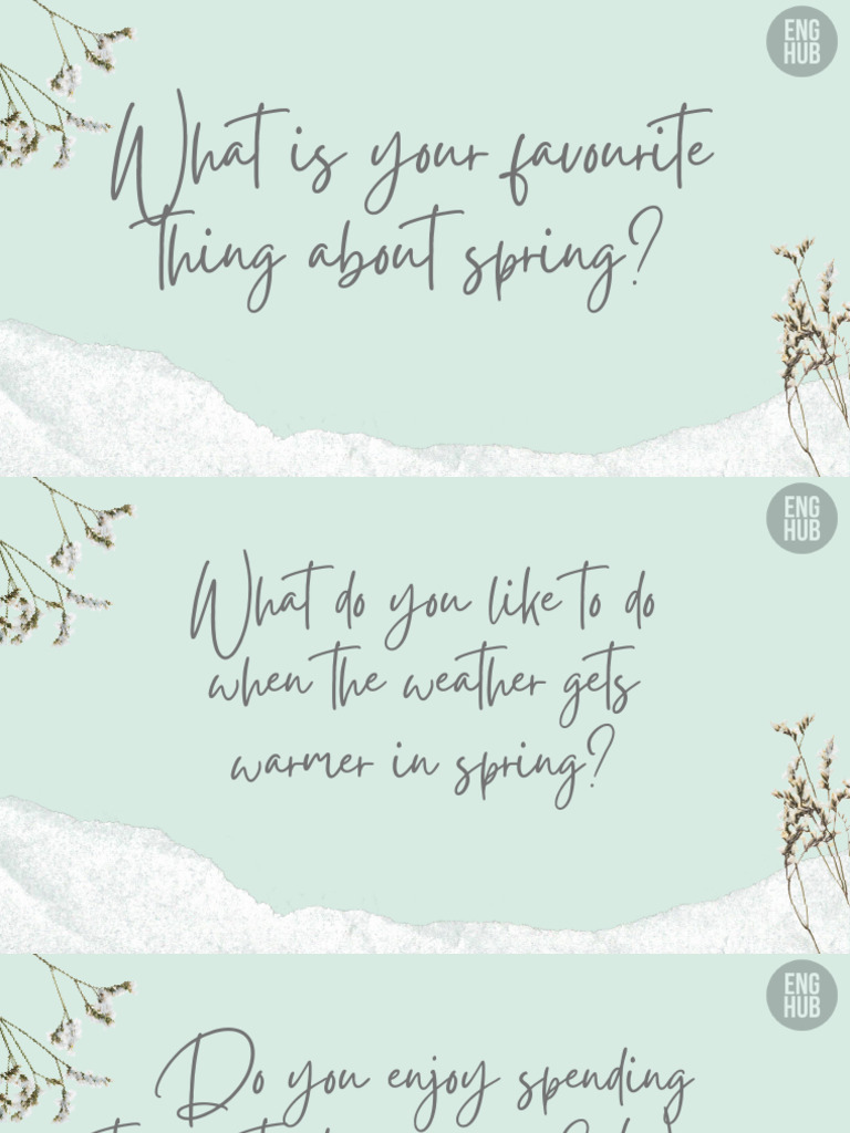 A1 Spring Conversation Questions | PDF