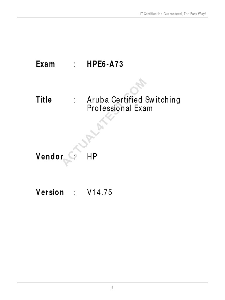 HPE6-A73 V14.75 Actual4Test | PDF | Radius | Network Switch