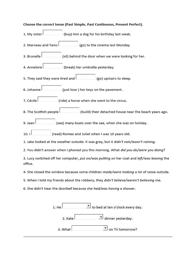 Choose the correct tense | PDF