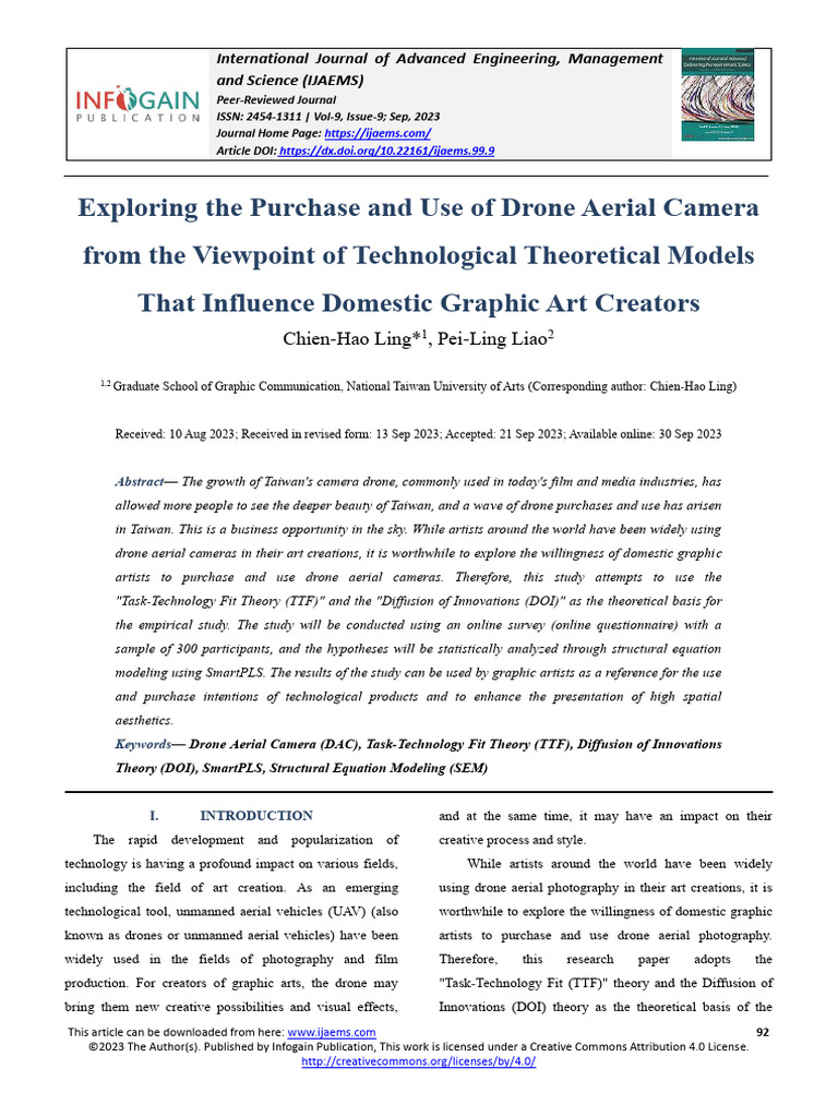 Exploring The Purchase and Use of Drone Aerial Camera From The Viewpoint of Technological ...