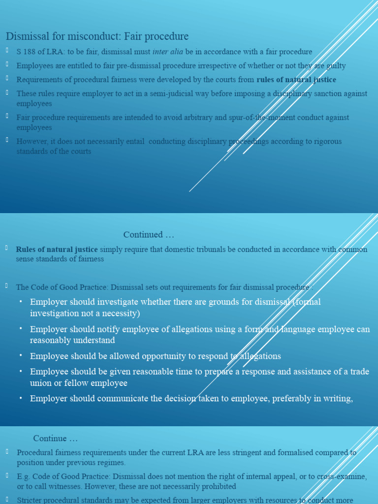 7. Dismissal for Misconduct - Fair Procedure | PDF