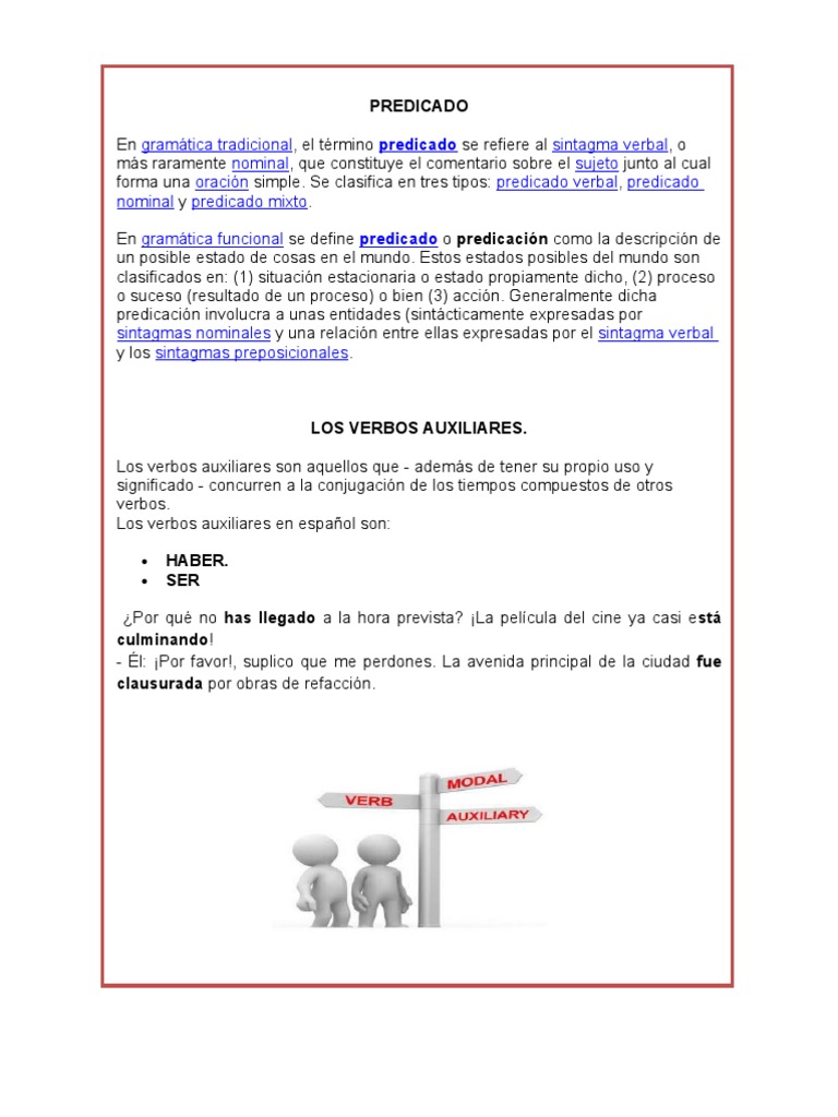 Tipos de Predicados y Verbos en Gramática | PDF | Predicado (Gramática ...