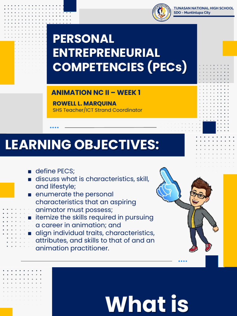 Animation Lesson 1 - Personal Entrepreneurial Competencies (PECs) | PDF