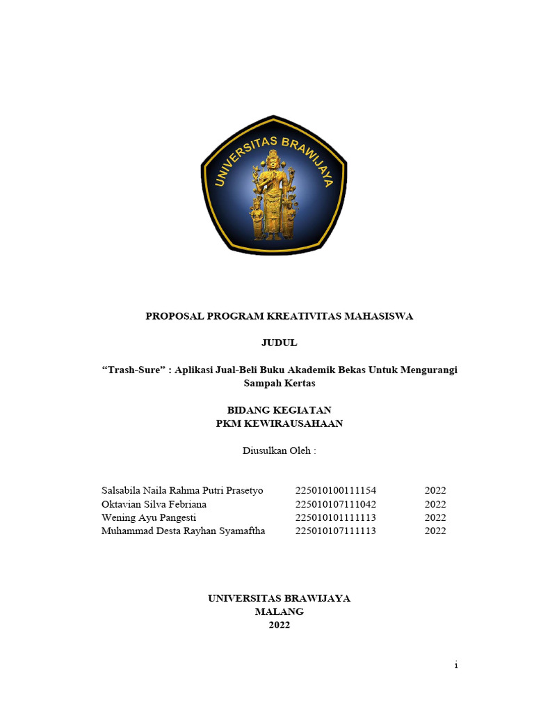 PKM K - 16 - Salsabila Naila Rahma Putri Prasetyo - Trash-Sure Aplikasi Jual-Beli Buku Akademik ...