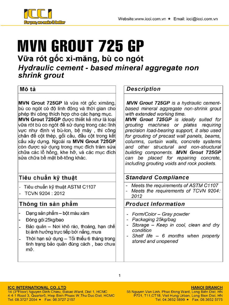 MVN Grout 725GP | PDF