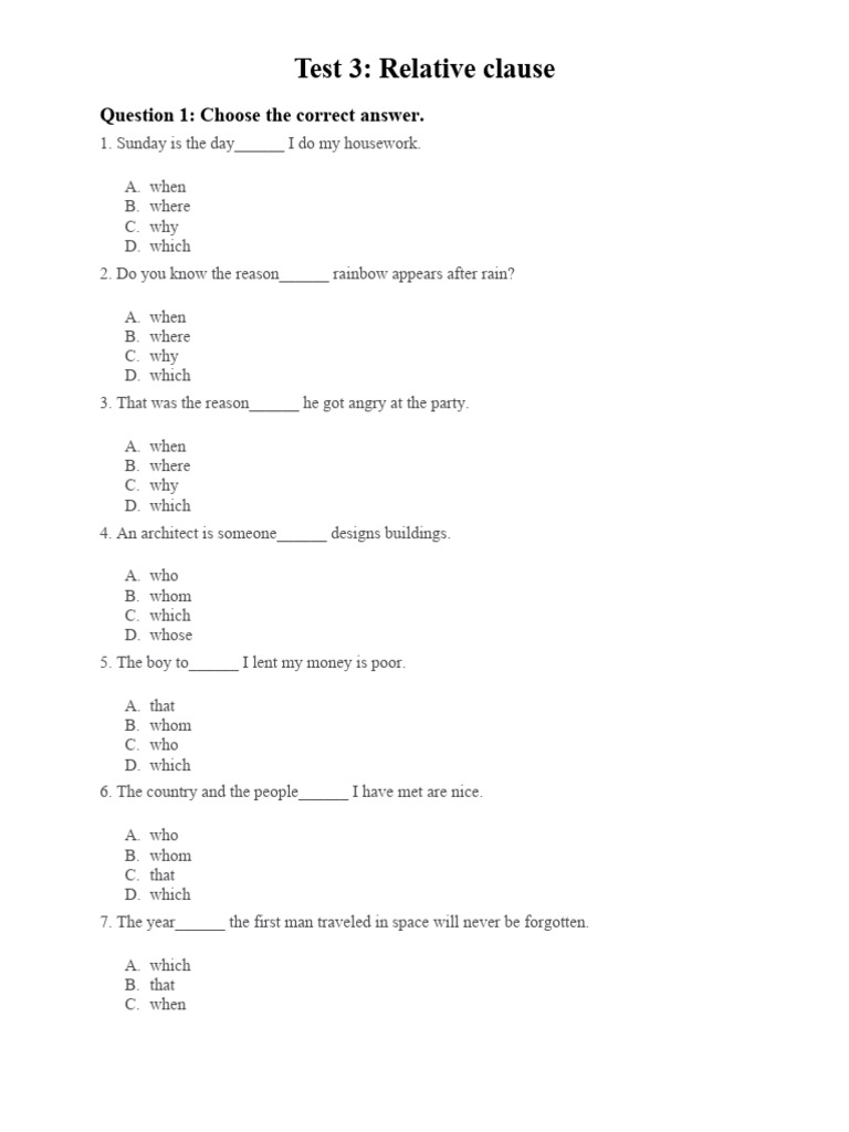 Test Relative Clause | PDF