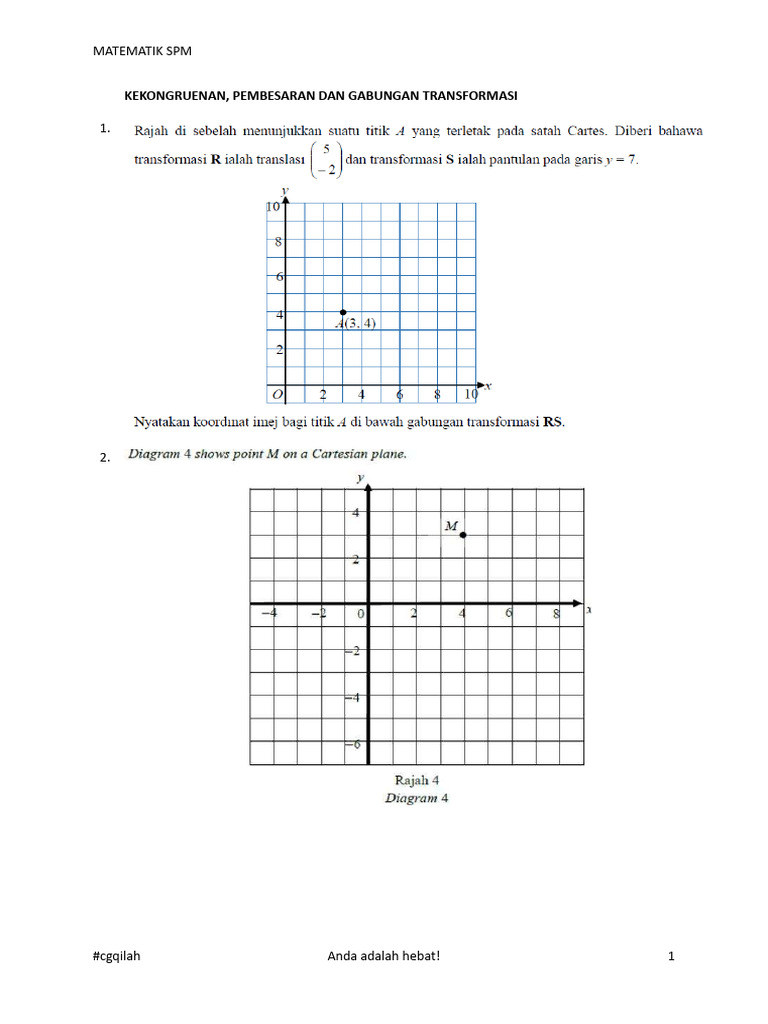 Gabungan Transformasi Matematik SPM | PDF