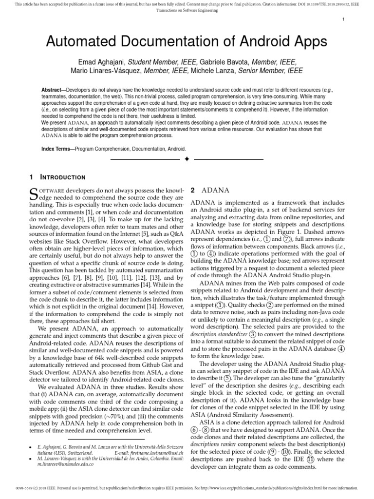 ANDROID - Automated Documentation of Android Apps | PDF