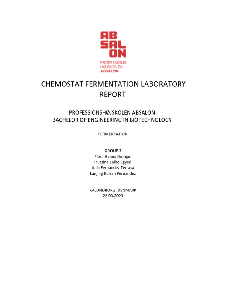 Chemostat Fermentation Laboratory Report | PDF