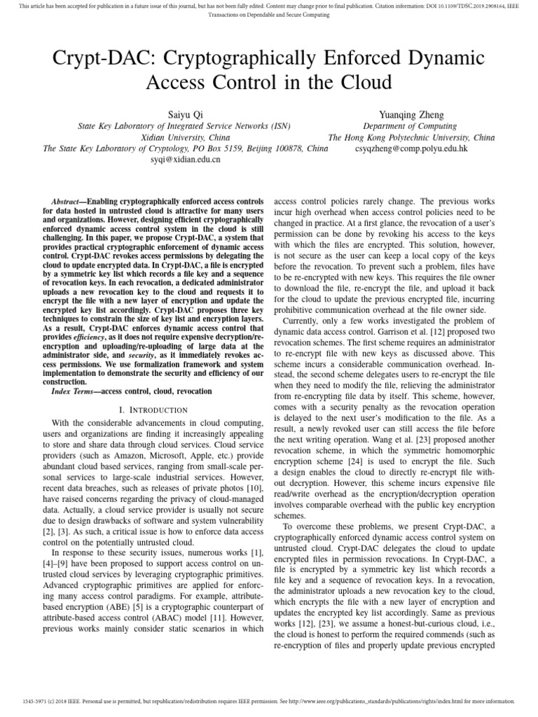 Crypt-DAC Cryptographically Enforced Dynamic | PDF Crypt-DAC Cryptographically Enforced Dynamic | PDF