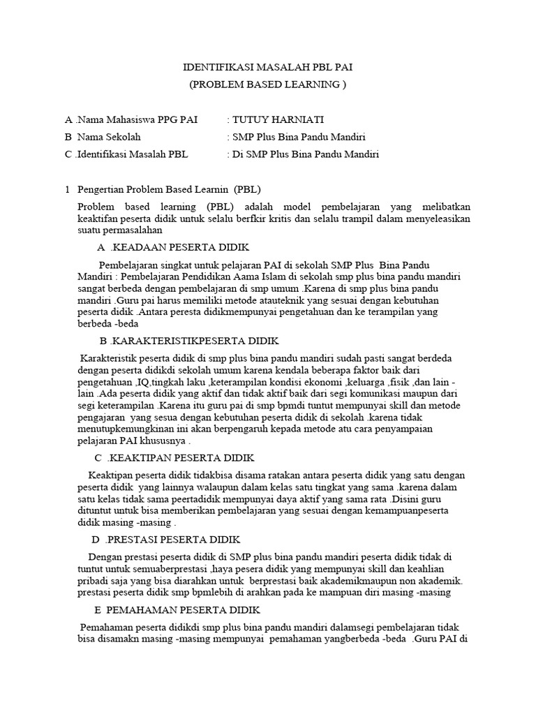 Identifikasi Masalah PBL Pai | PDF