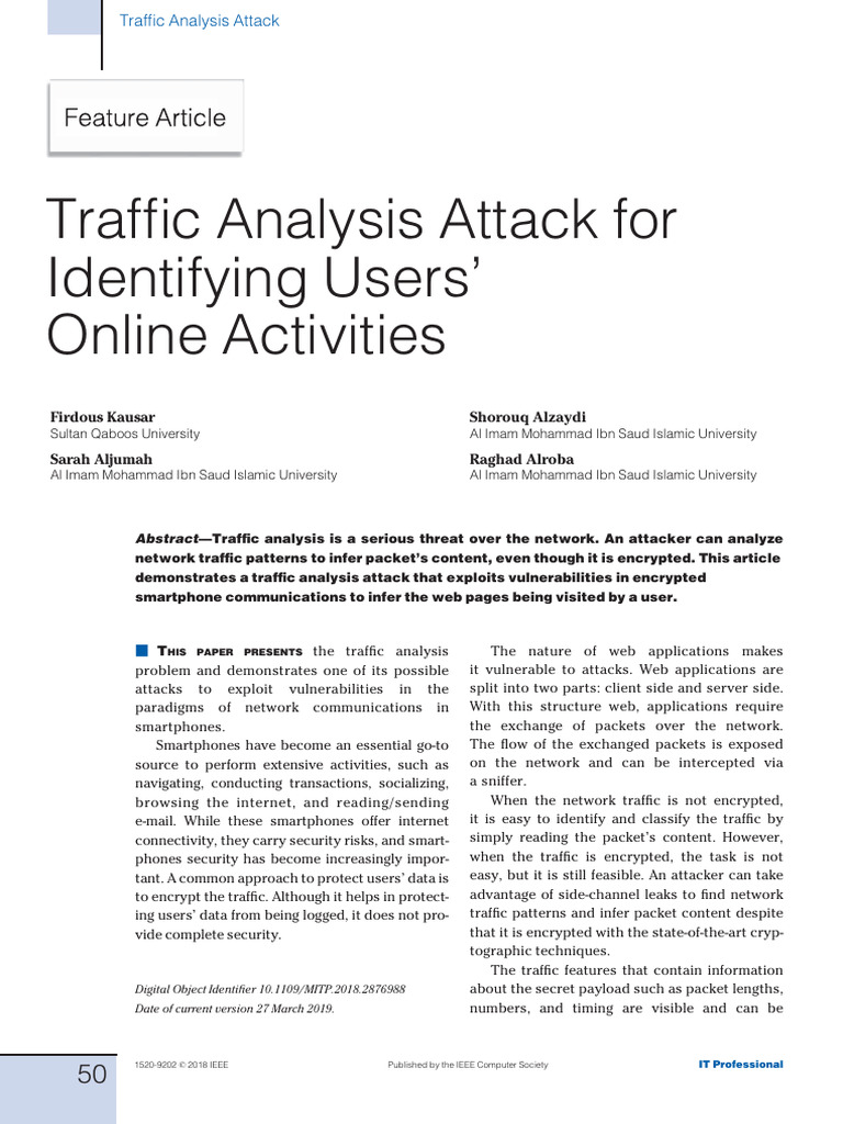 Traffic Analysis Attack For Identifying Users' Online Activities | PDF ...
