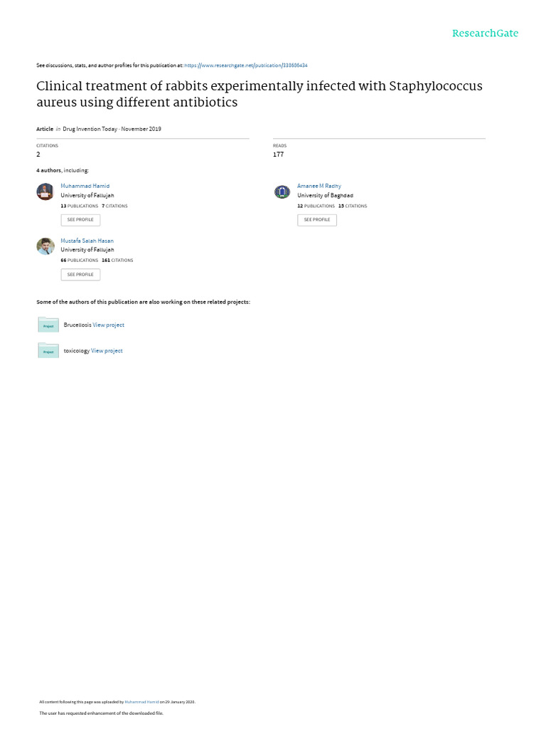 Clinical Treatment of Rabbits Experimentally Infected With ...