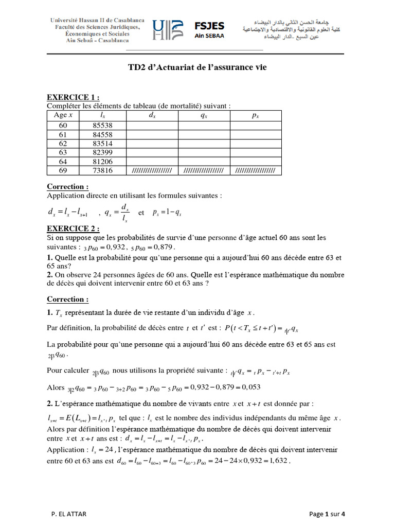 Corr TD2-Ass Vie | PDF