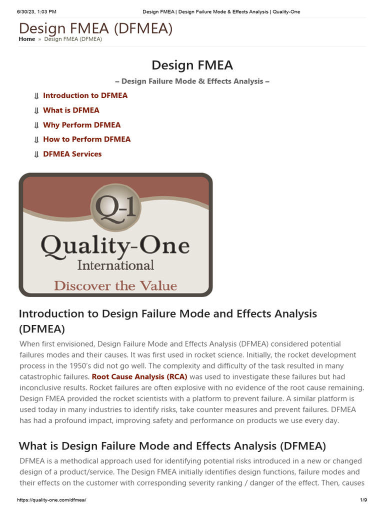 Design FMEA - Design Failure Mode & Effects Analysis - Quality-One ...