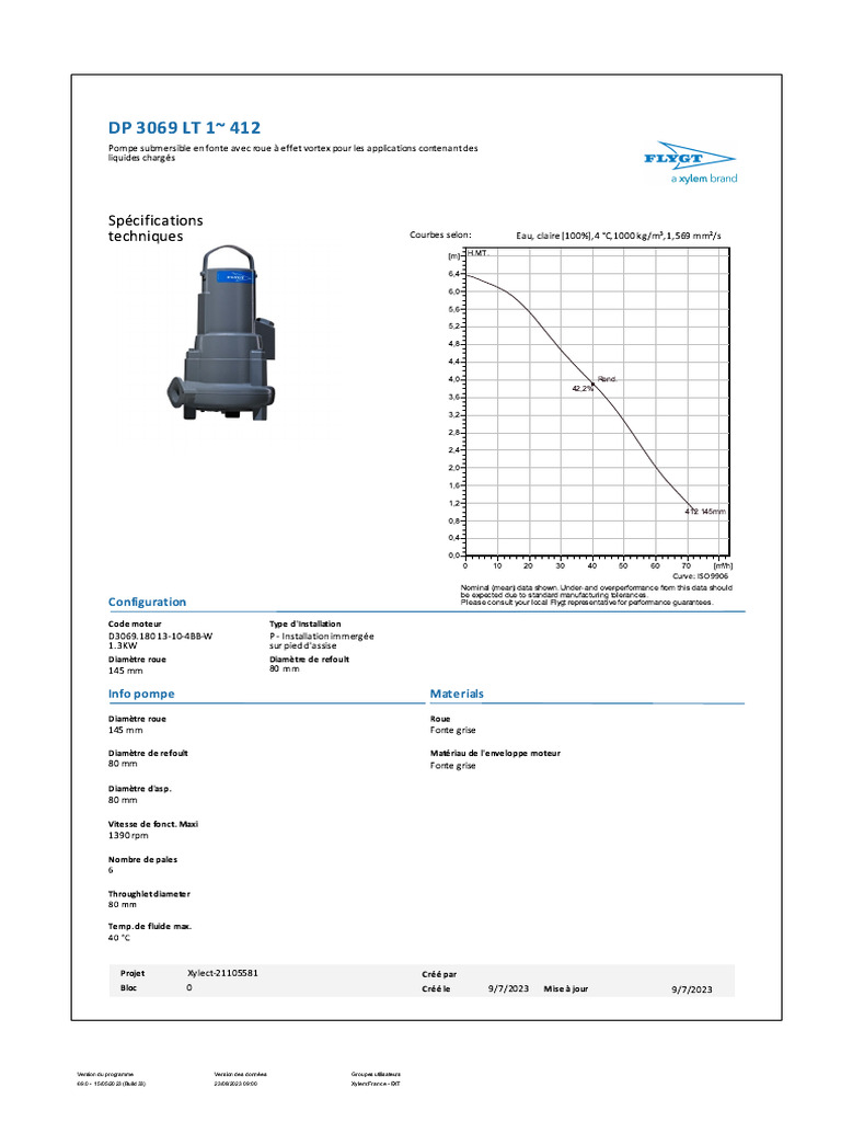 DP 3069 LT1 Flygt | PDF