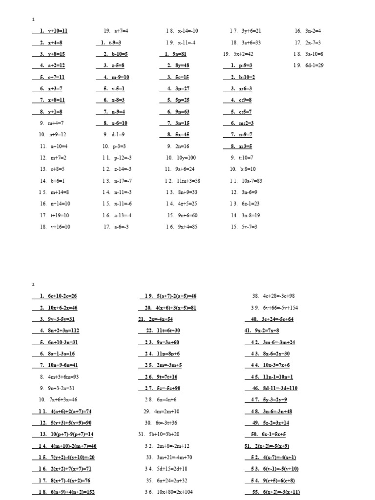 Ecuatii Gradul 1 | PDF