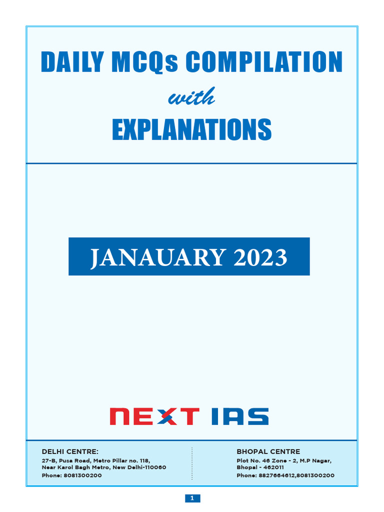 Next Mcqs For Prelims 2023 IAS | PDF