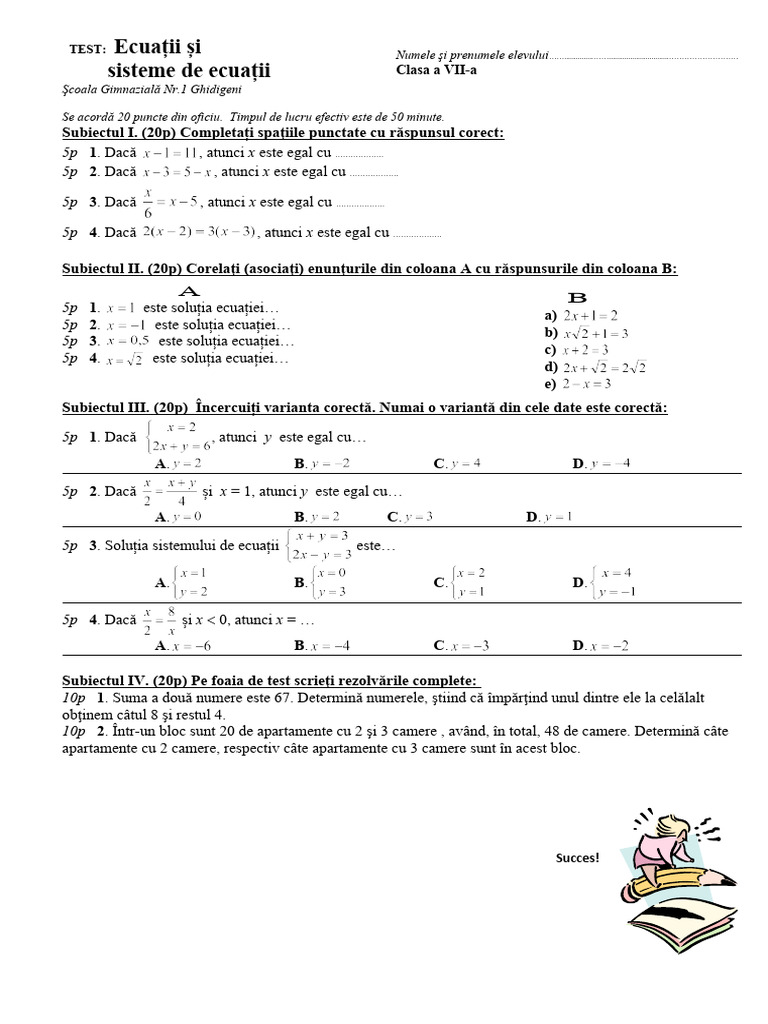 Test 2023 Clasa A 7a | PDF