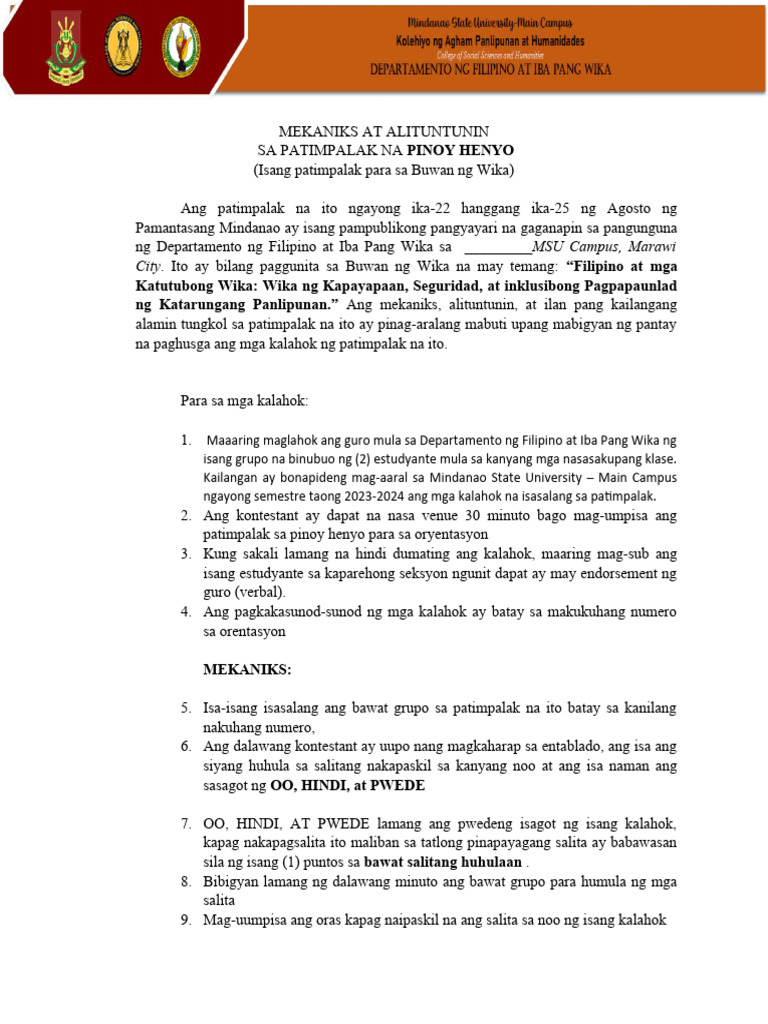 MEKANIKS AT ALITUNTUNIN NG PHenyo | PDF