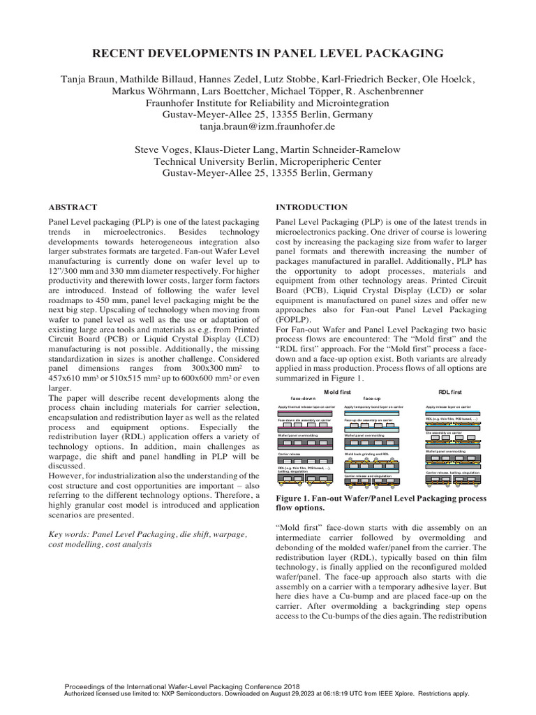 Recent Developments in Panel Level Packaging-IEEE | PDF