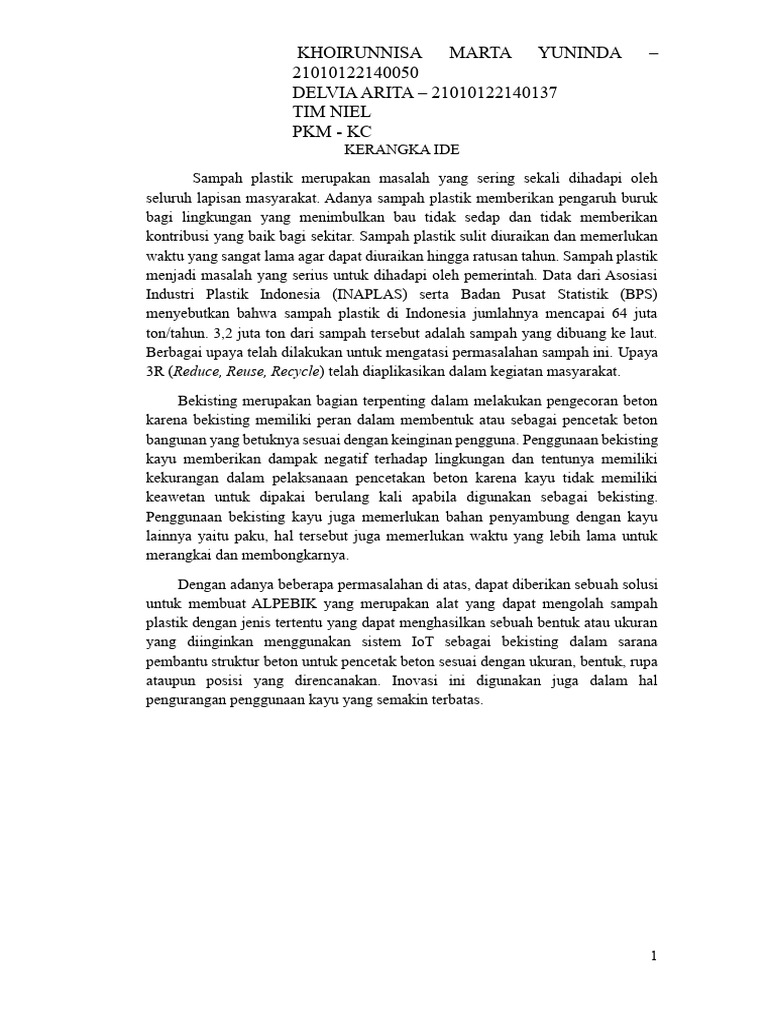 Proposal PKM KC Tim Niel Final | PDF