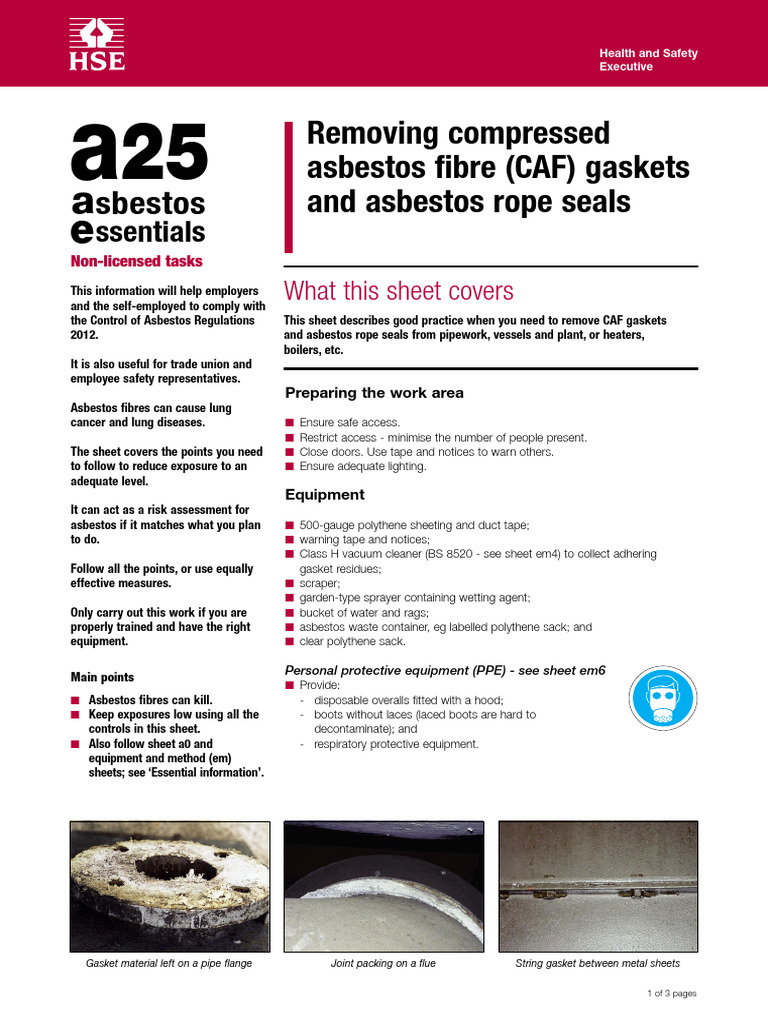 Removing Compressed Asbestos Fibre (CAF) Gaskets and Asbestos Rope ...