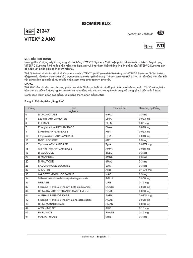 Hướng dẫn sử dụng VITEK® 2 ANC | PDF