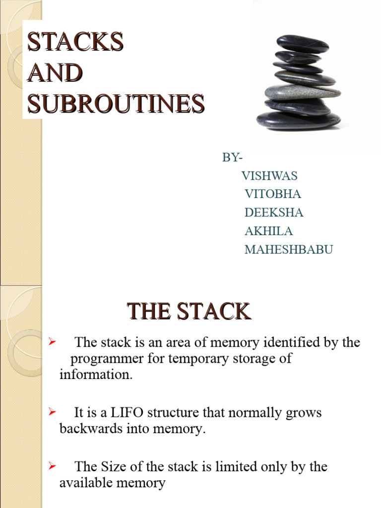 Stacks and Subroutine | PDF | Control Flow | Computer Hardware Stacks and Subroutine | PDF | Control Flow | Computer Hardware