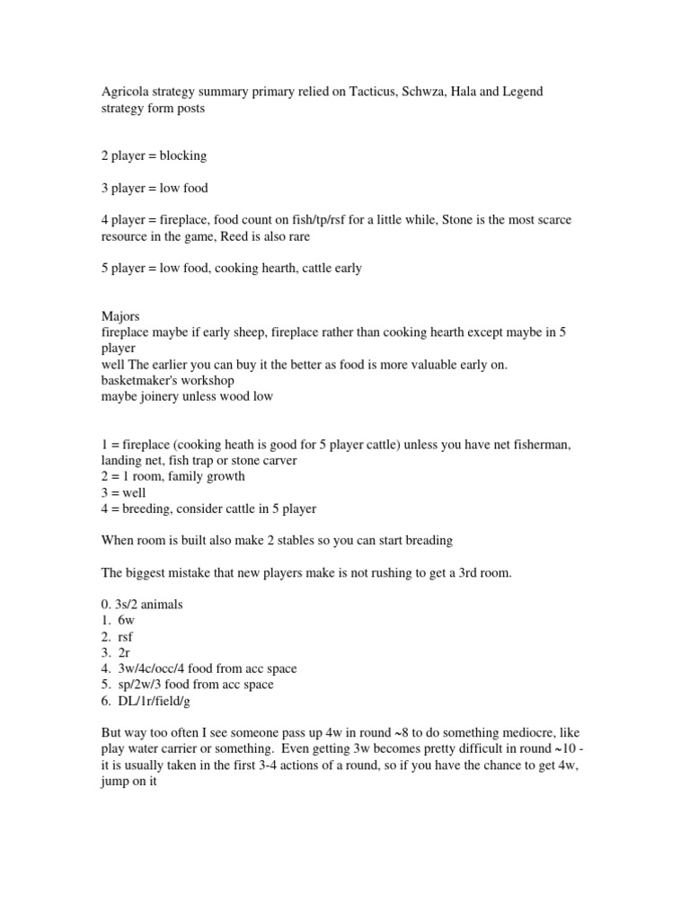 Agricola_strategy_summary | PDF | Food And Drink