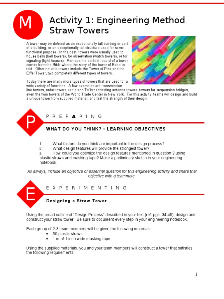 Straw Tower Challenge Instructions | PDF | Tower | Iteration