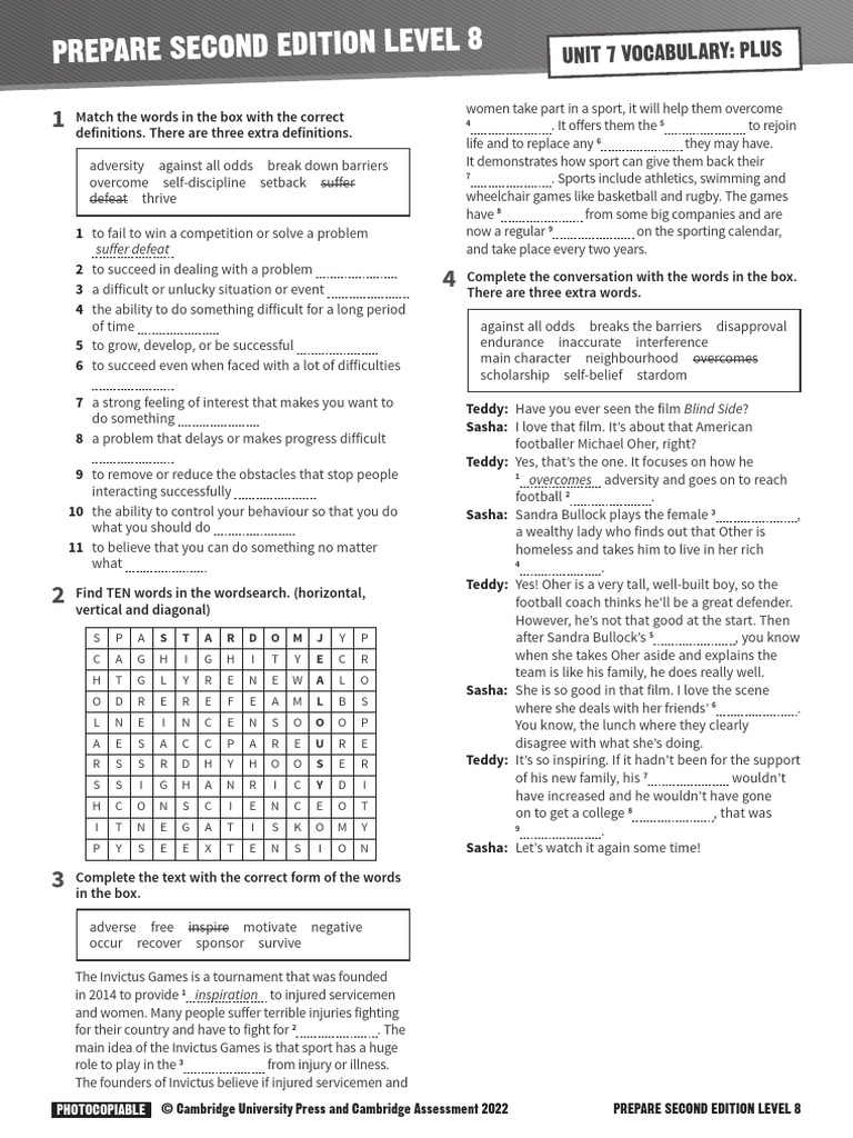 PREPARE L8 Vocabulary Unit 07 Plus | PDF
