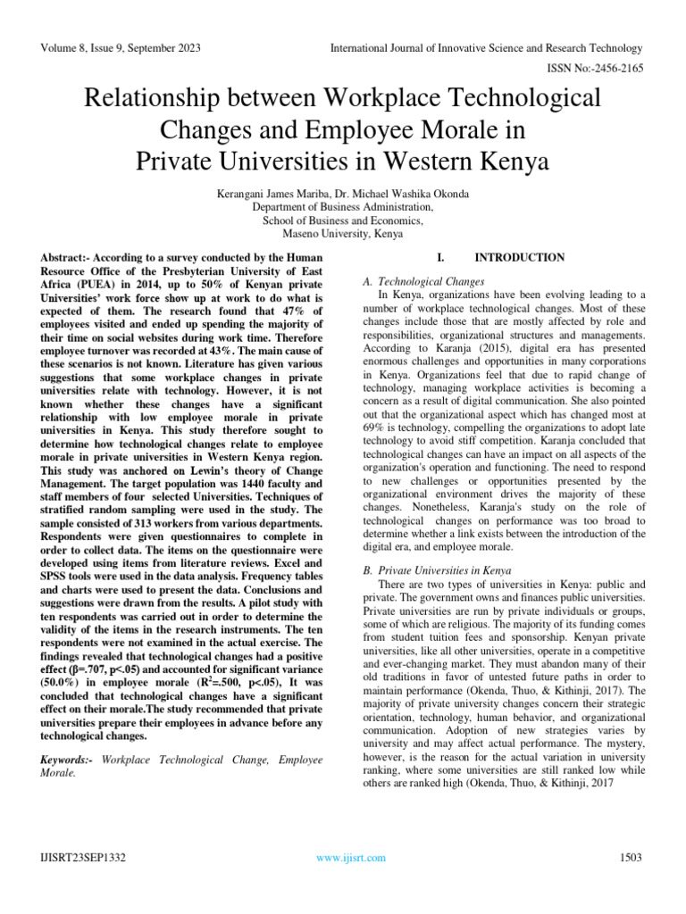 Impact of Tech Changes on Employee Morale | PDF | Business