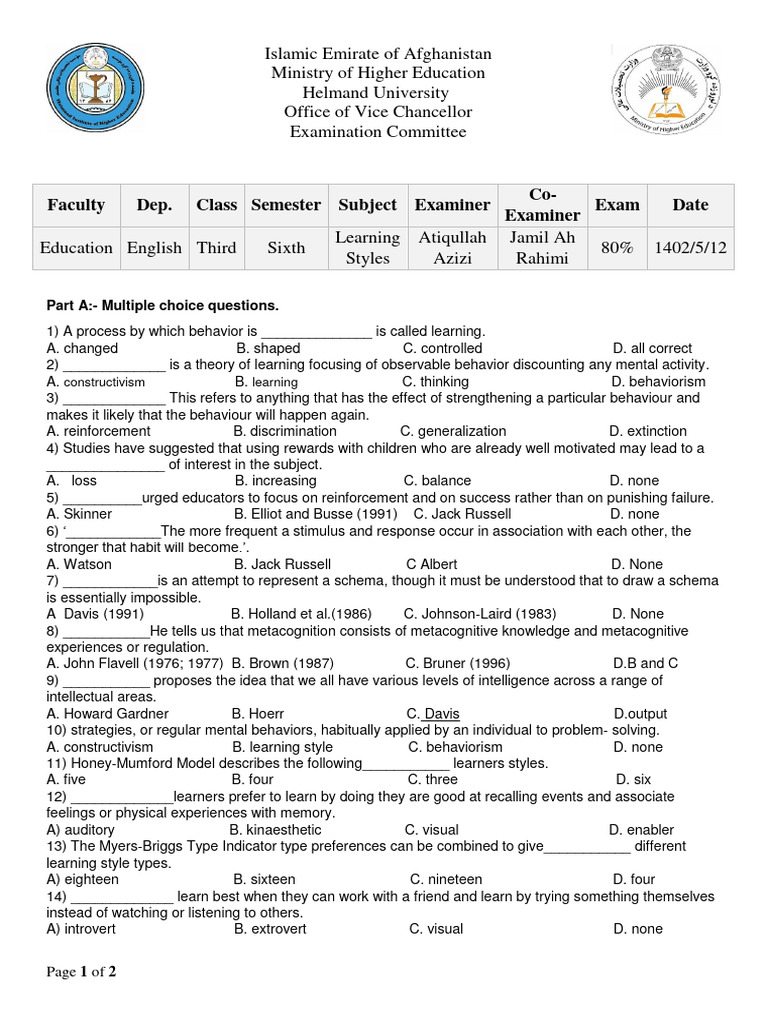 Learning Theories Final | PDF | Learning | Extraversion And Introversion