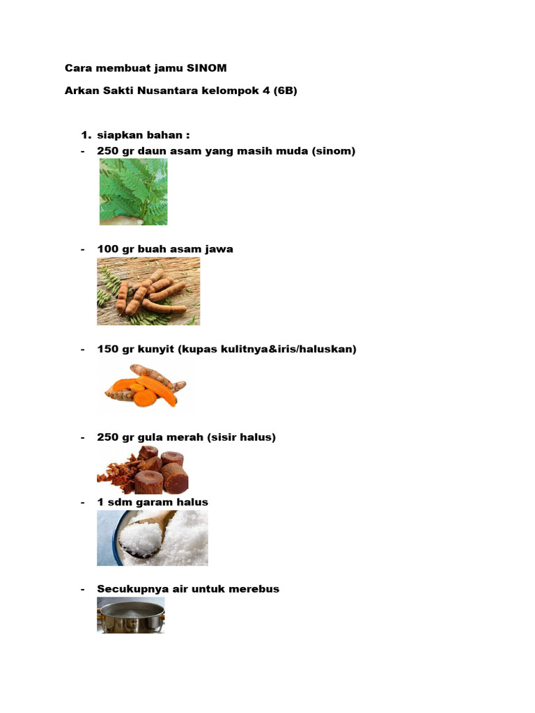 Cara membuat jamu SINOM | PDF