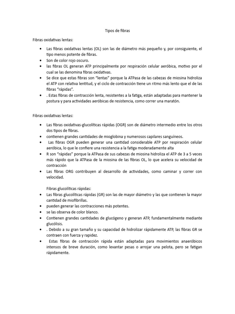Tipos de Fibras Musculares | PDF