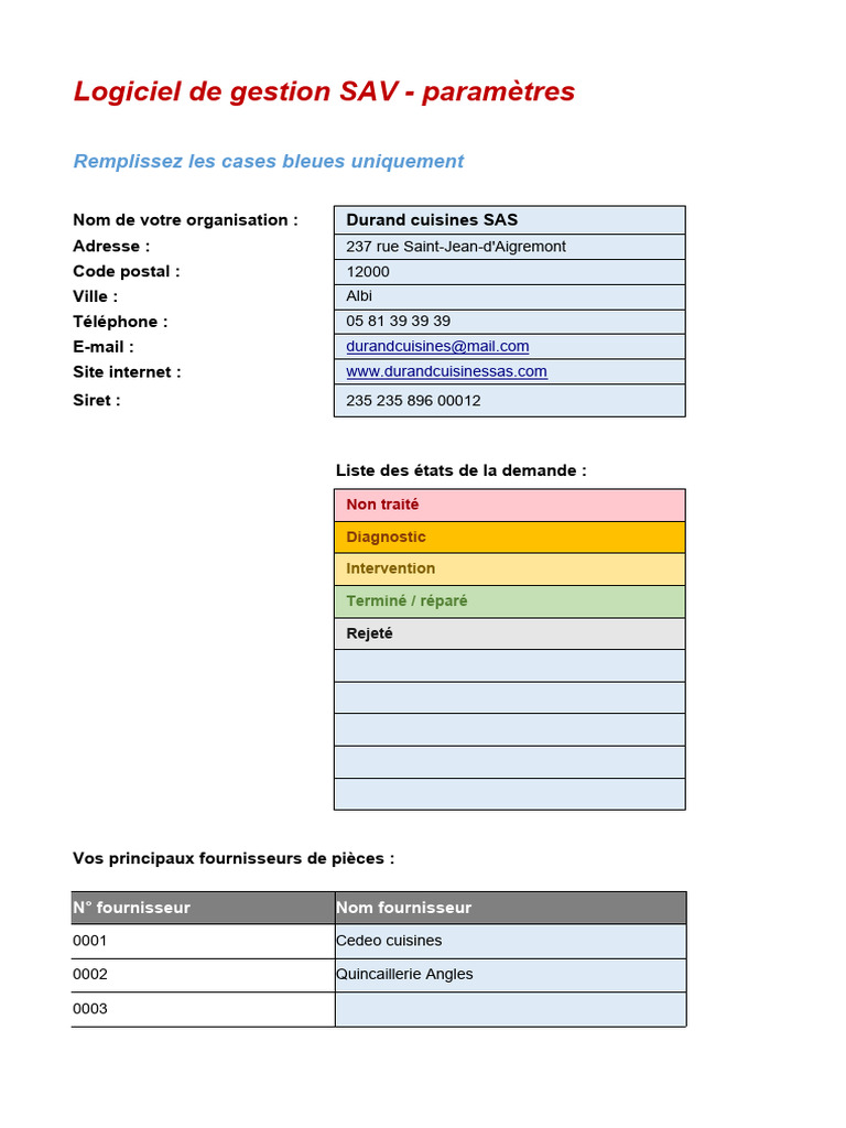 Logiciel Gestion SAV Excel | PDF