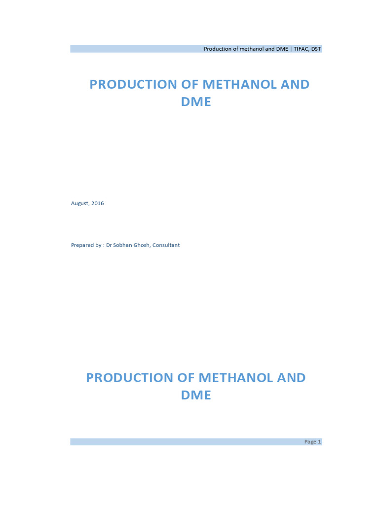 Survey Report Production of Methanol | PDF | Gasification | Methanol